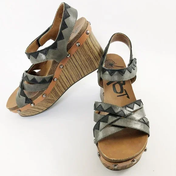 OTBT | Shoes | Otbt Black Eccentric Leather Platform Wedge Sandal 75 ...